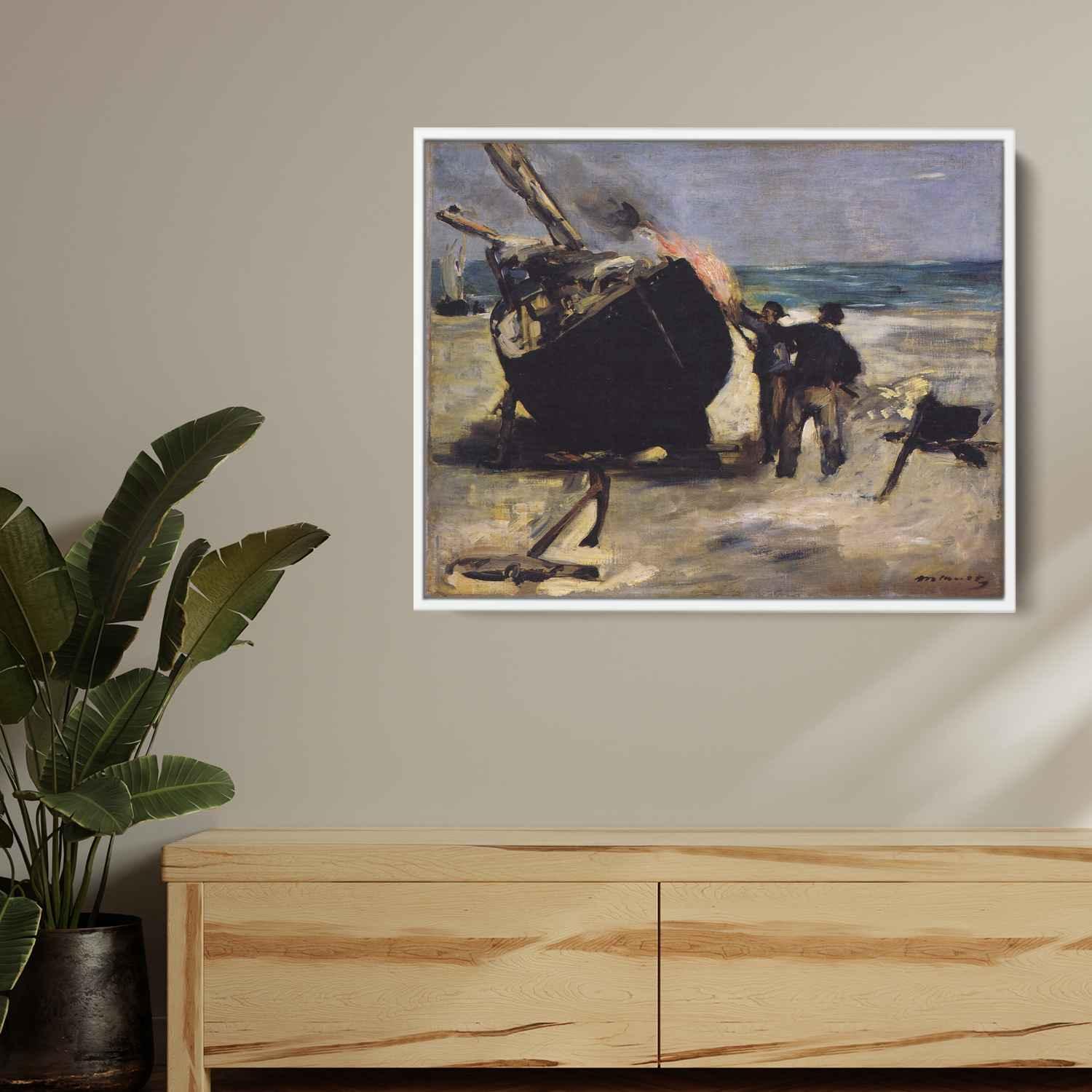 Tarring the Boat (1873) by Edouard Manet - Canvas Artwork — Kanvah