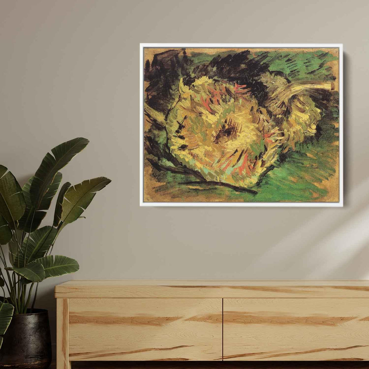 Two Cut Sunflowers (1887) by Vincent van Gogh - Canvas Artwork — Kanvah