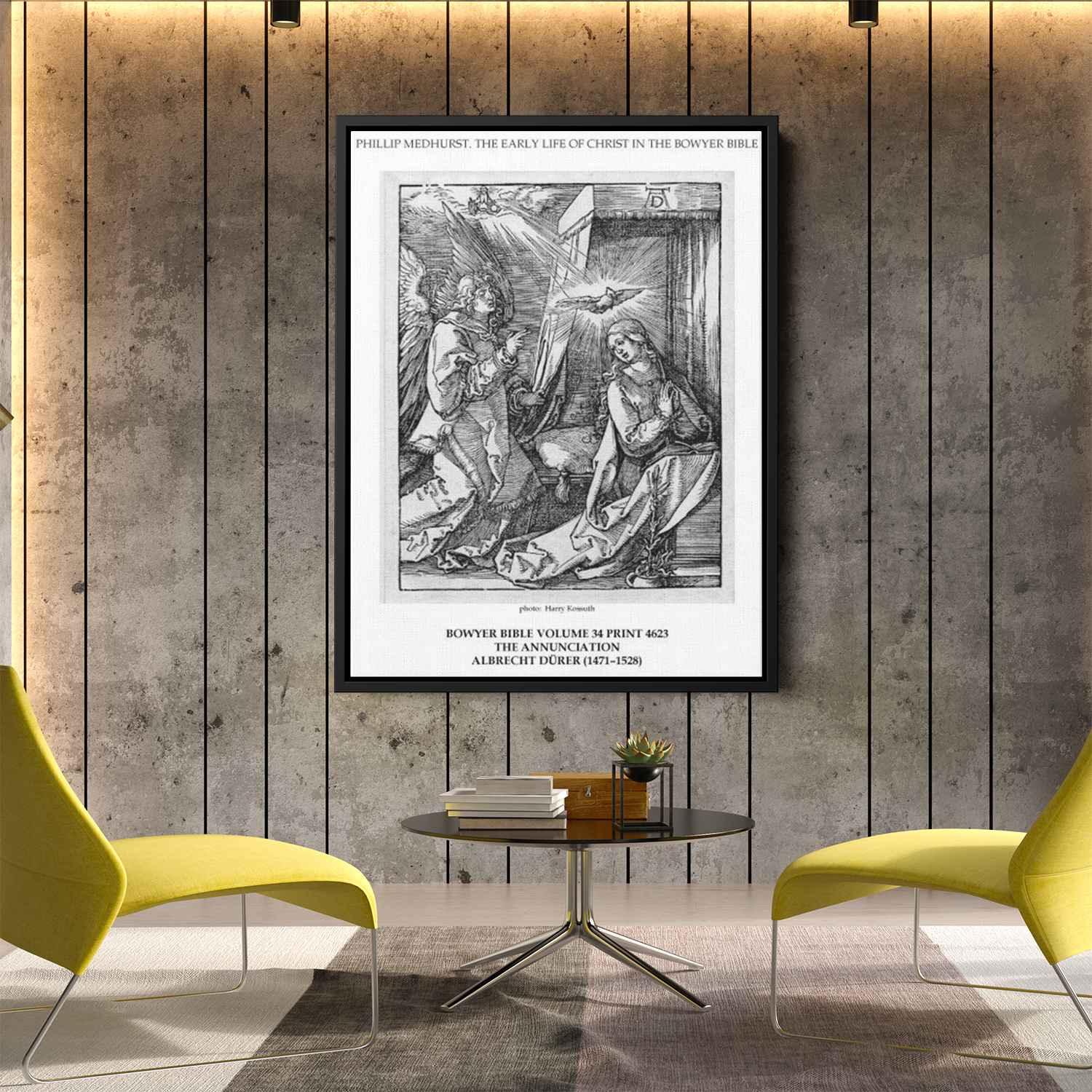 On the left the archangel Gabriel approach the praying Virgin Mary in ...