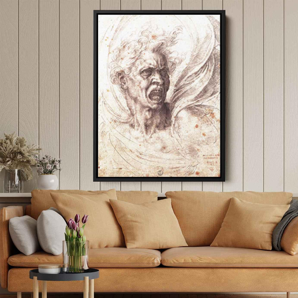 The Damned Soul (1525) by Michelangelo - Canvas Artwork — Kanvah