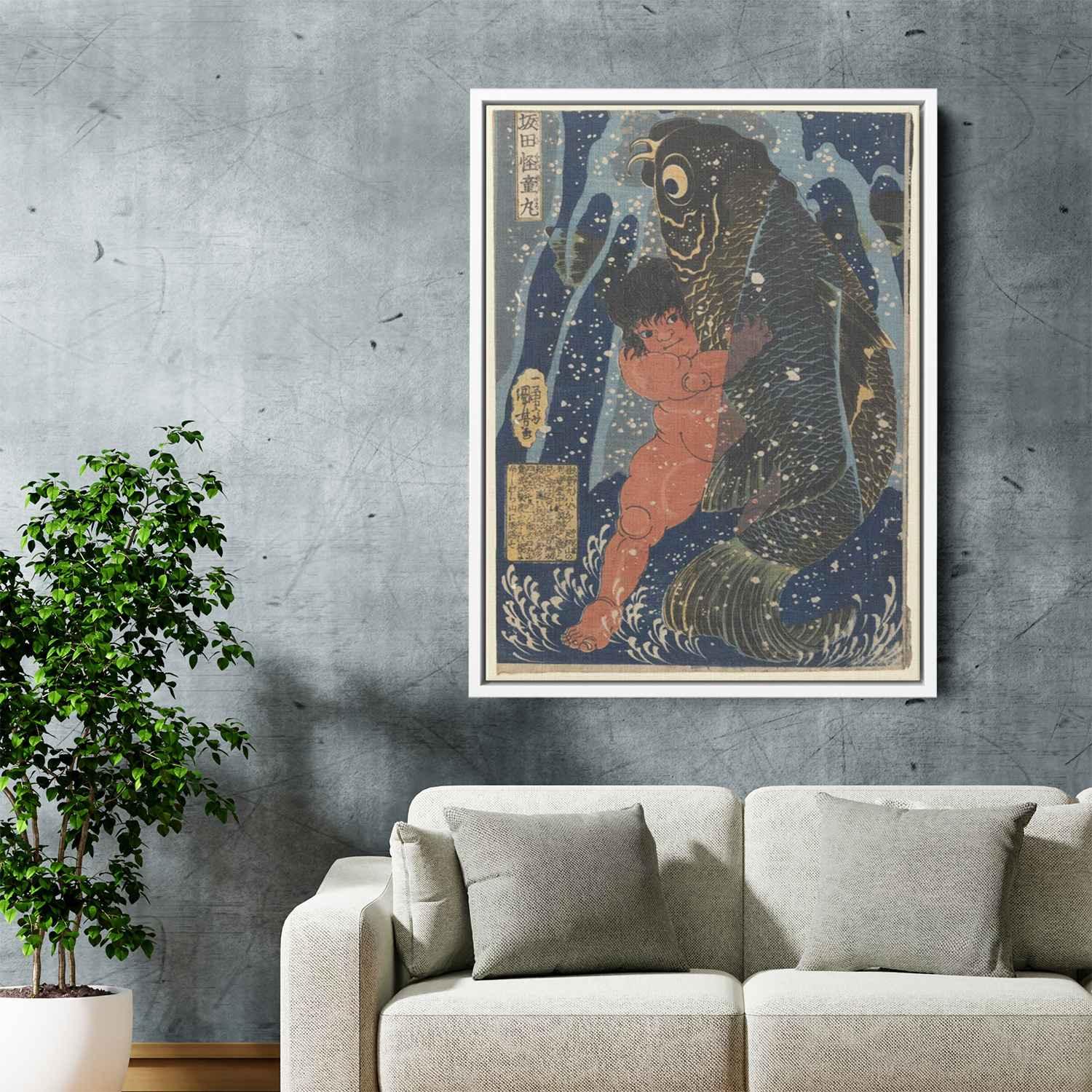 Oniwakamaru and the Giant Carp Fighting Underwater (1835) by Utagawa ...