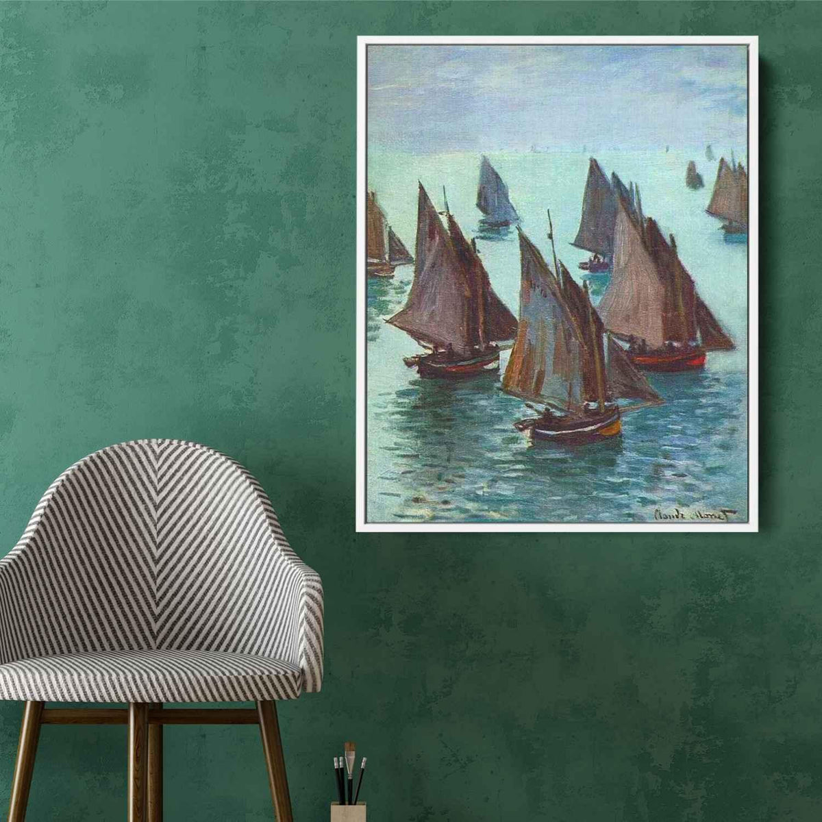 Fishing Boats, Calm Sea by Claude Monet - Canvas Artwork — Kanvah