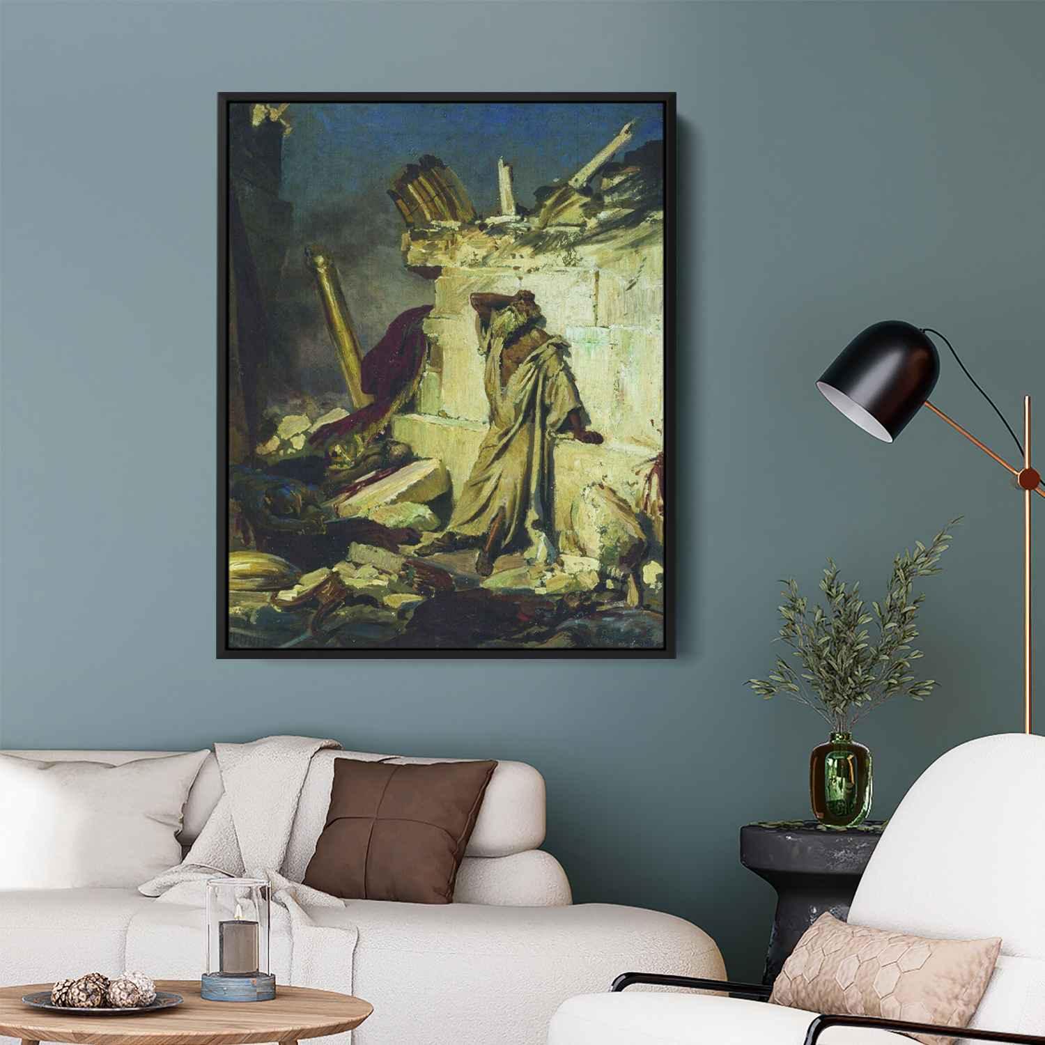 Cry of prophet Jeremiah on the Ruins of Jerusalem (on a Bible subject ...