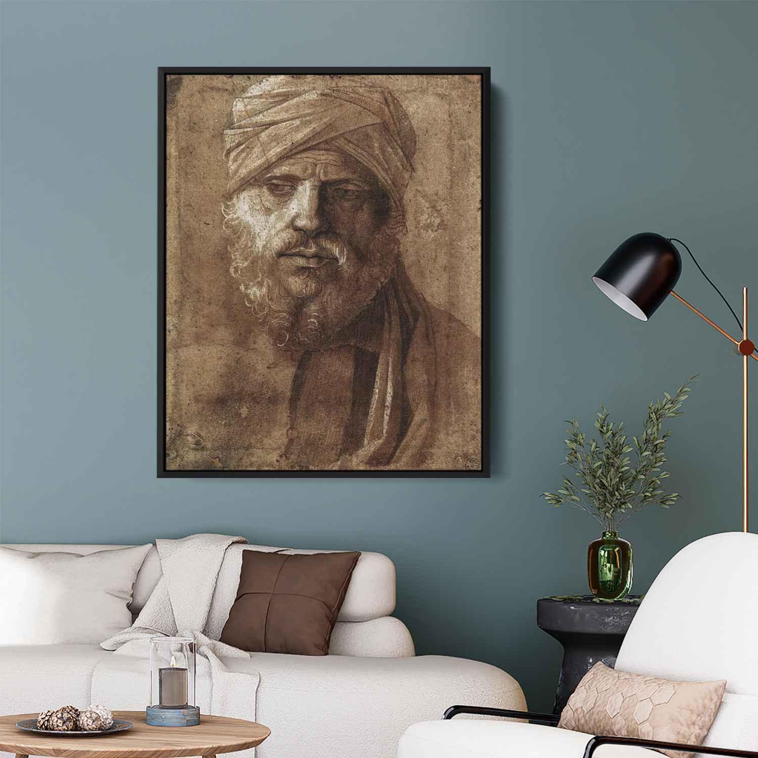 Man with a Turban (1490) by Giovanni Bellini - Canvas Artwork — Kanvah