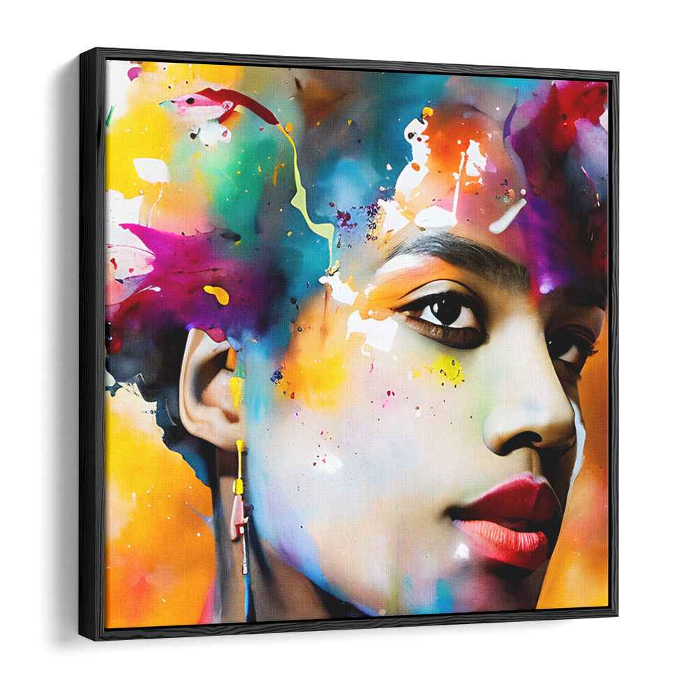 Vivid Allure: Abstract Expressionist Female Portrait Canvas Art Print ...