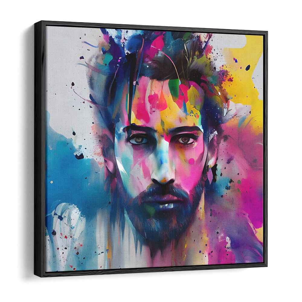 Abstract Man Portrait Print - Canvas Art Print by Kanvah