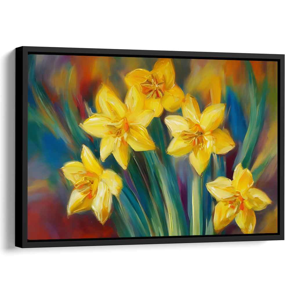 Abstract Daffodils Print - Canvas Art Print by Kanvah