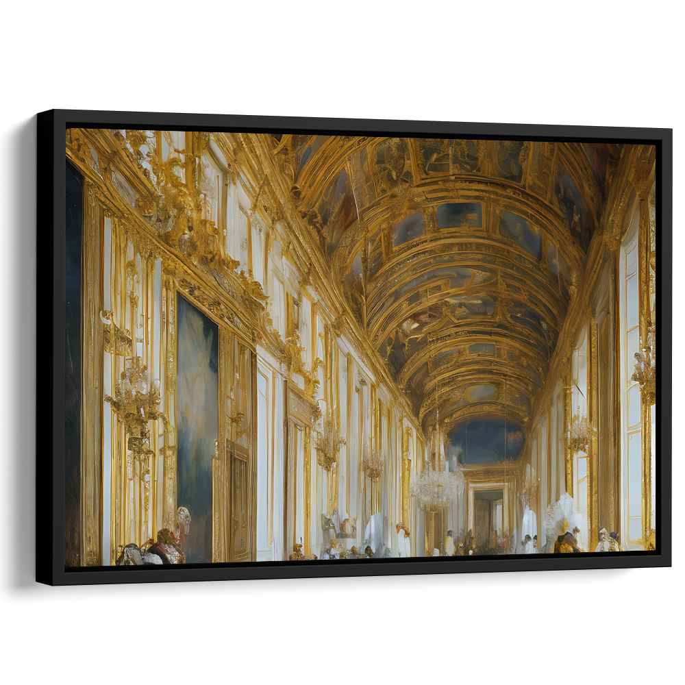 Gilded Corridor Opulence: Baroque Hallway Masterpiece Canvas Art Print ...