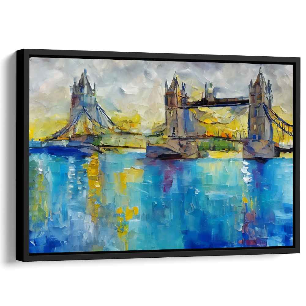 Reflective Waters: Impressionistic Tower Bridge Canvas Art — Kanvah