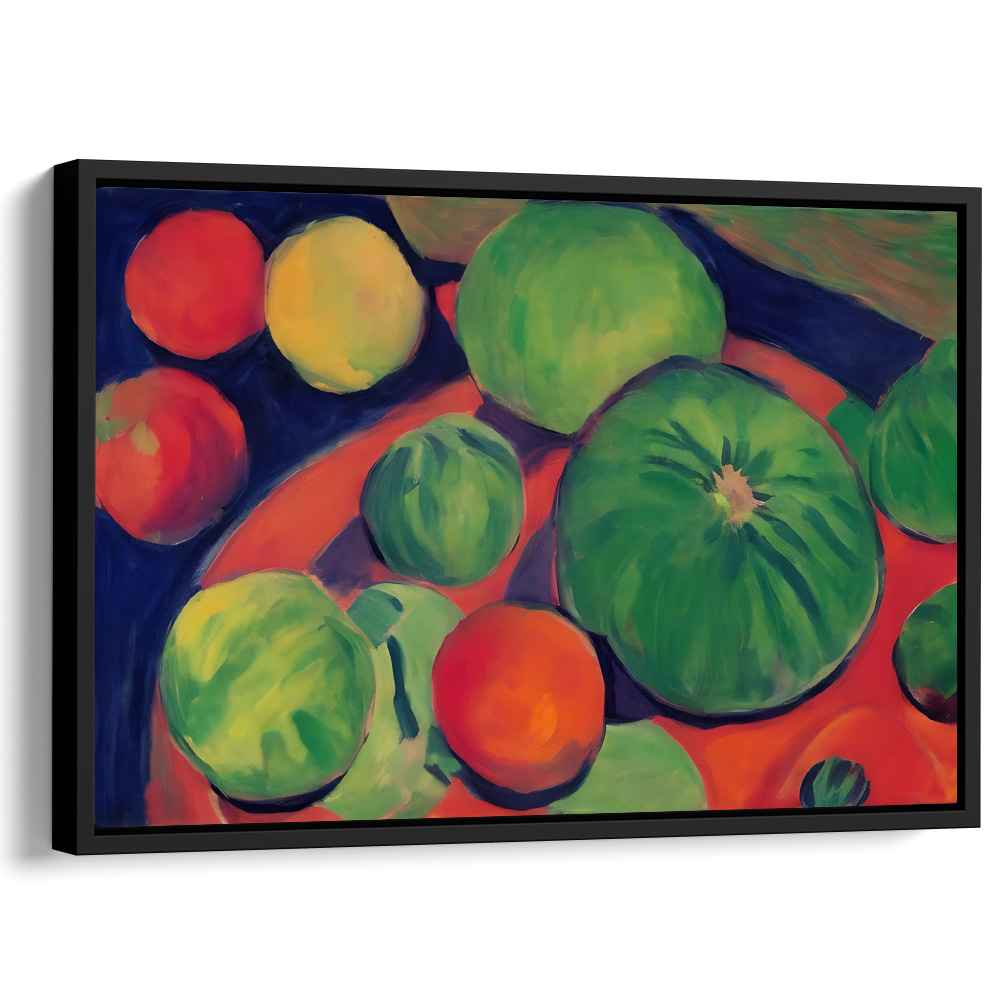 Geometric Harvest Display: Modernist Still Life with Fruits — Kanvah