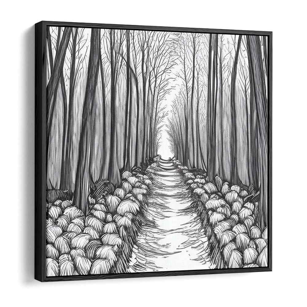 Ink Enchanted Pathways: Forest Pathway Ink Drawing — Kanvah