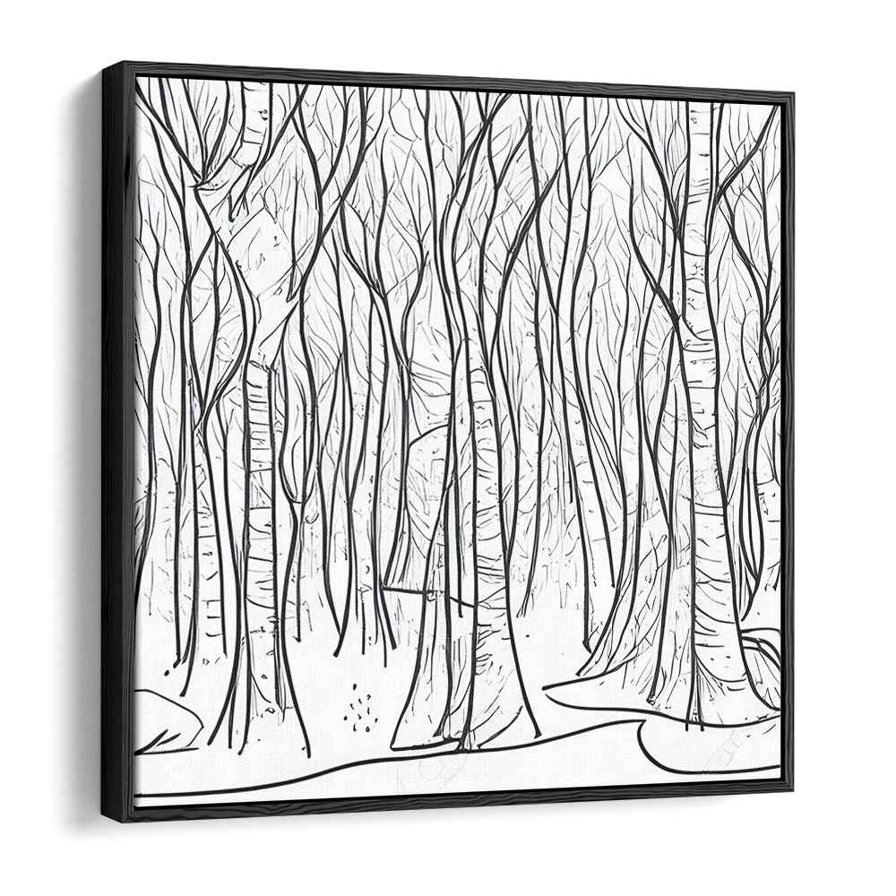 Line Art Forest Print - Canvas Art by Kanvah