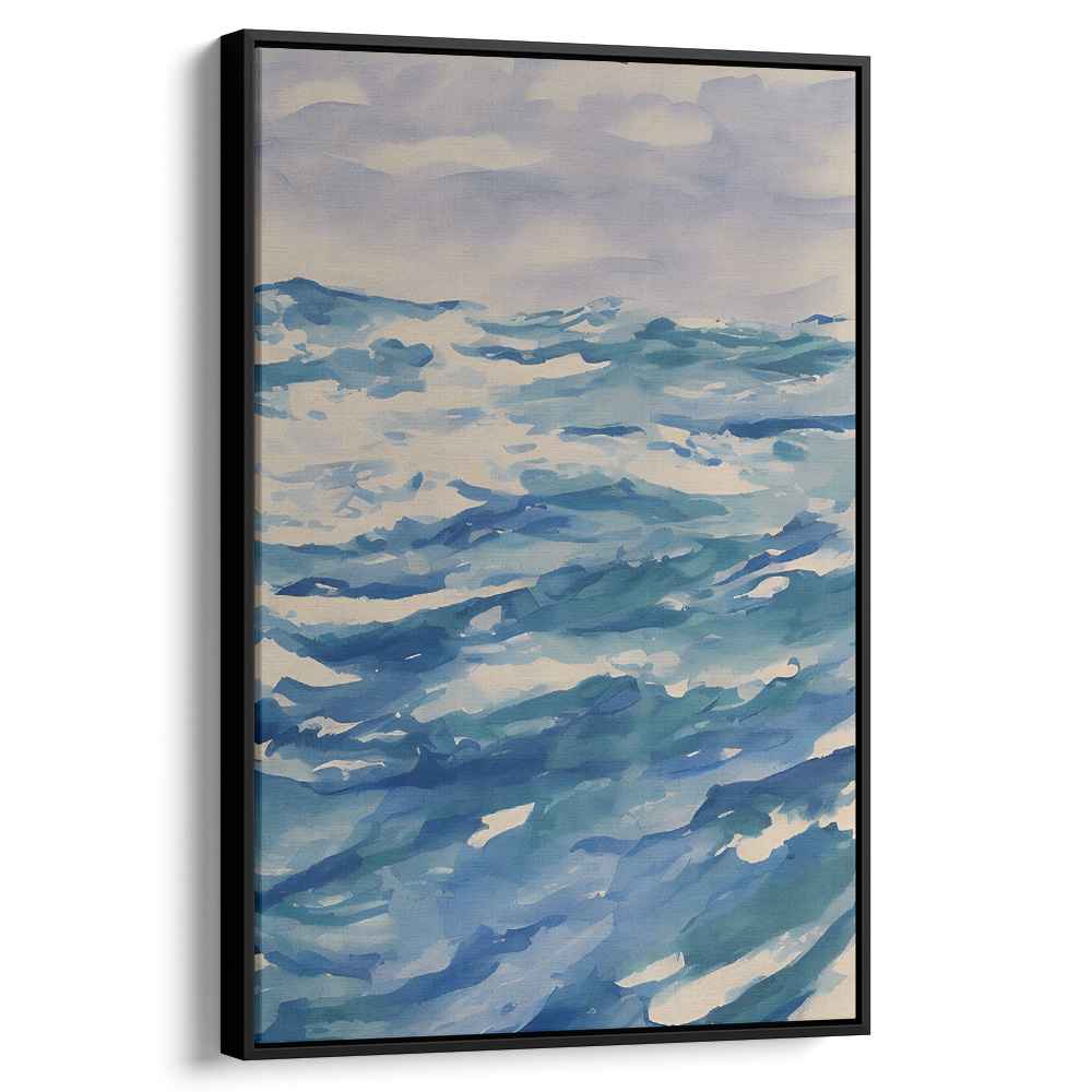Abyssal Impressions: Impressionist Waves in Deep Blue Canvas Art Print ...