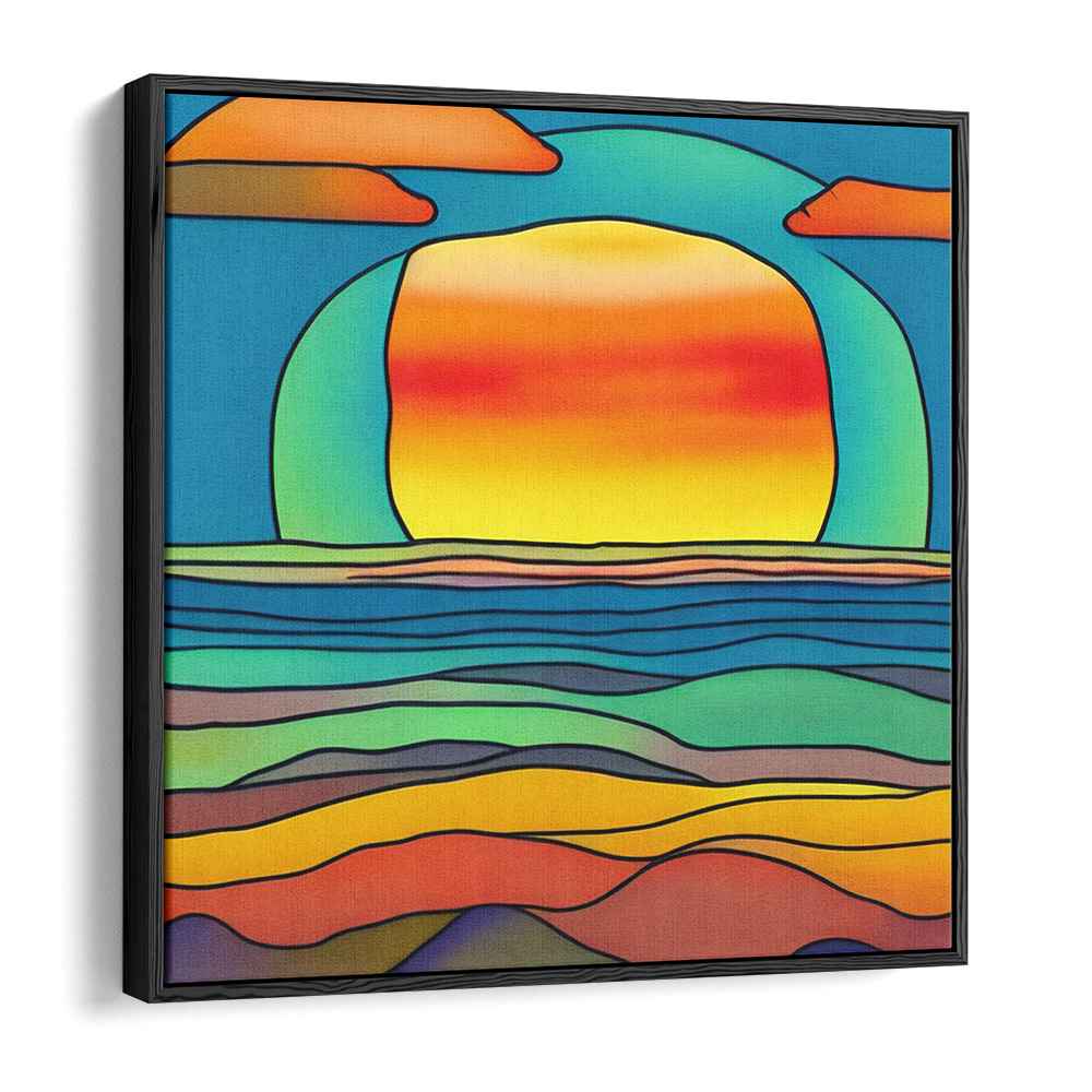 Line Art Sunset Print - Canvas Art by Kanvah