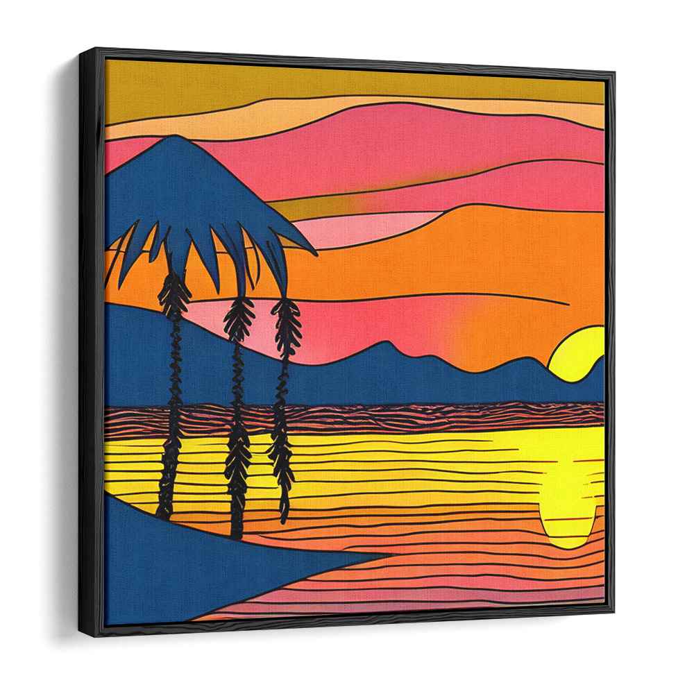 Line Art Sunset Print - Canvas Art by Kanvah