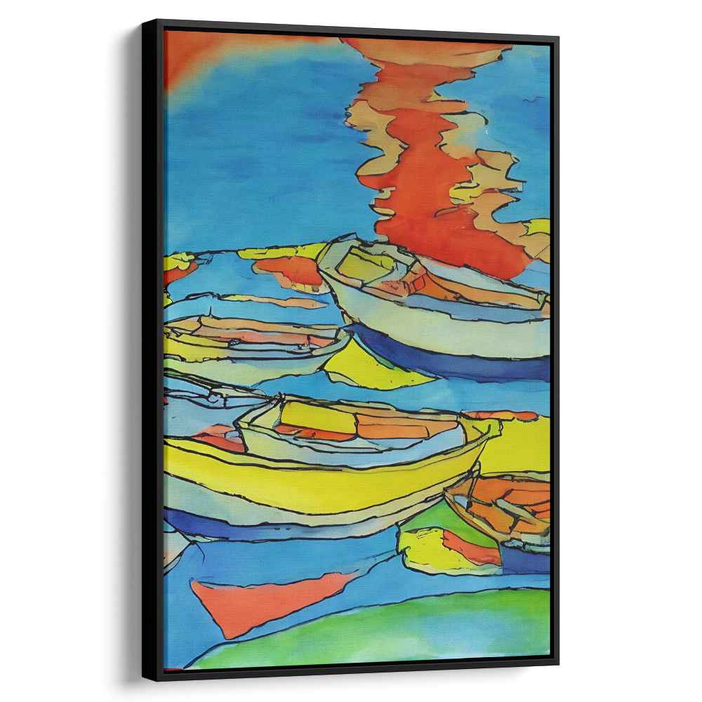 Sail Through Emotions: Abstract Expressionist Boat Scene Canvas Art ...