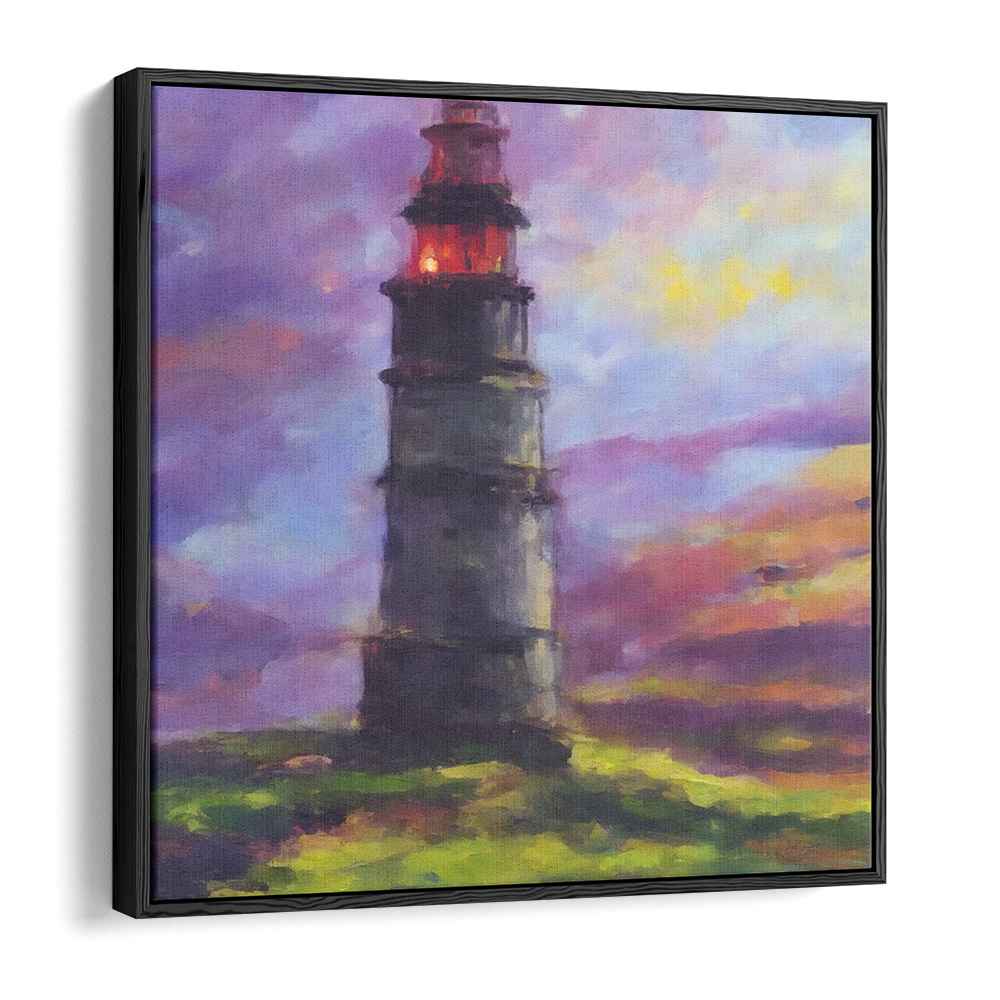 Coastal Beacon: Impressionist Lighthouse Canvas Art Print — Kanvah