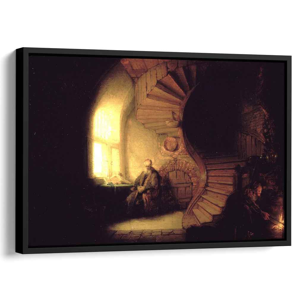 Philosopher in Meditation by Rembrandt - Canvas Artwork — Kanvah