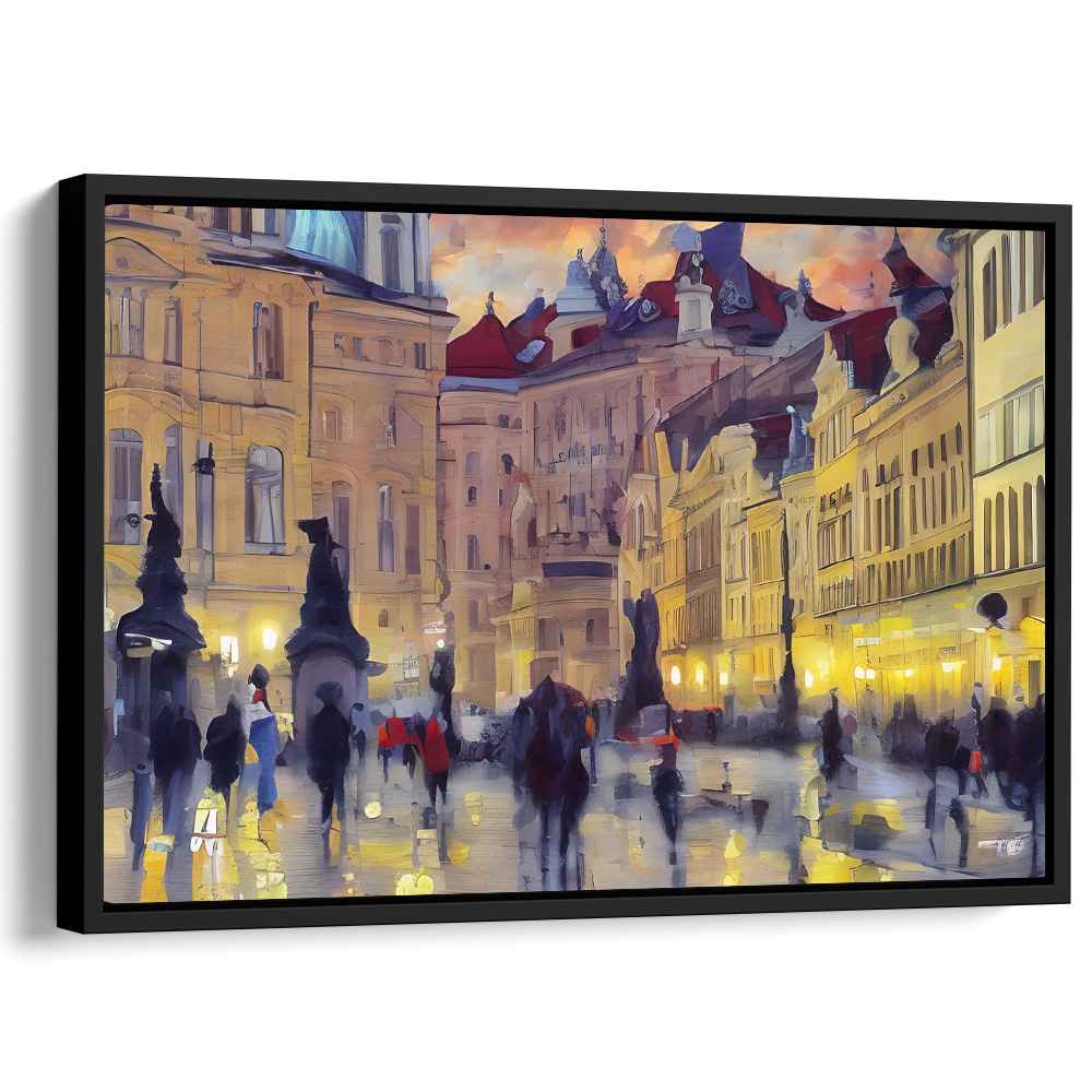 Cityscape Dream Brushstrokes: Impressionist Urban Street Scene Canvas ...