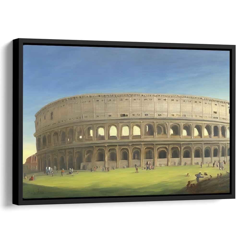 Roman Dusk Arena: The Colosseum at Sunset Canvas Art Print — Kanvah