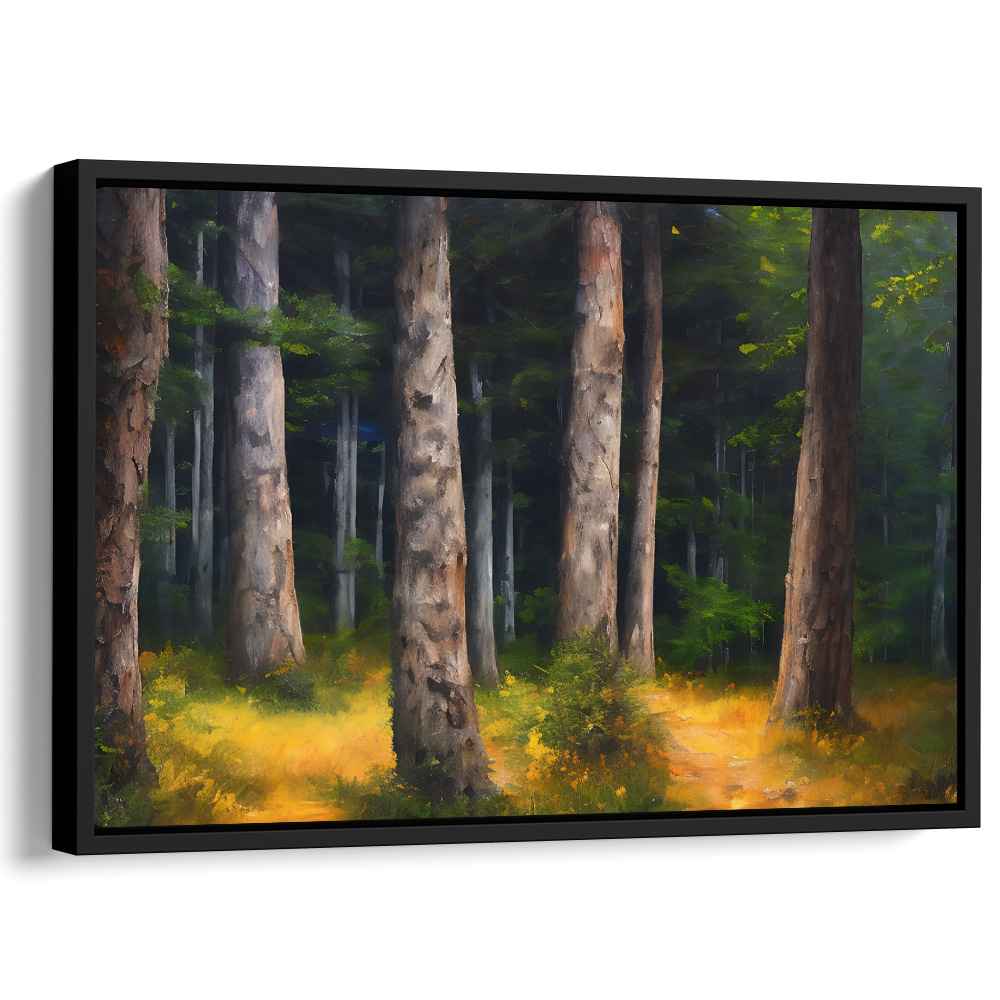 Enchanted Woodscape: Realistic Forest Landscape Canvas Art Print — Kanvah