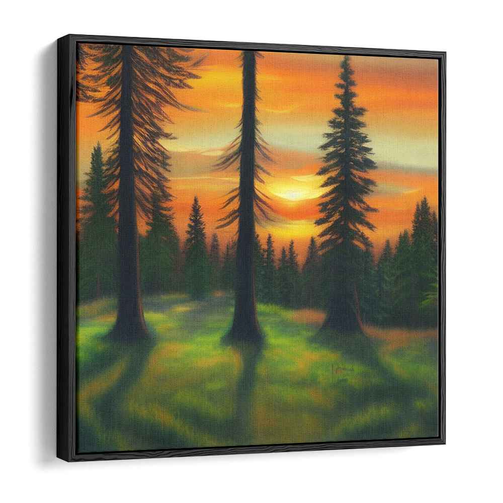 Realism Sunset Trees Print - Canvas Art by Kanvah