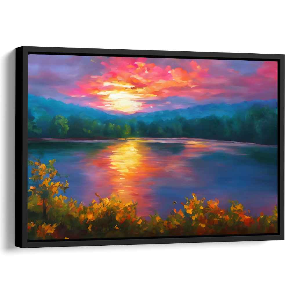 Realism Sunset Trees Print - Canvas Art by Kanvah