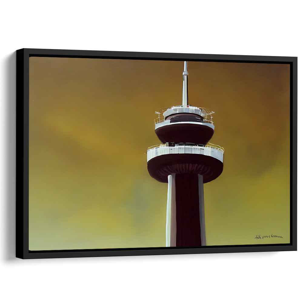 Modern Marvel: Realistic Observation Tower Against Hazy Sky Canvas Art ...