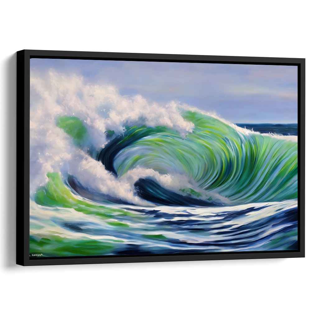 Majestic Surge: Realistic Ocean Wave Canvas Art Print — Kanvah
