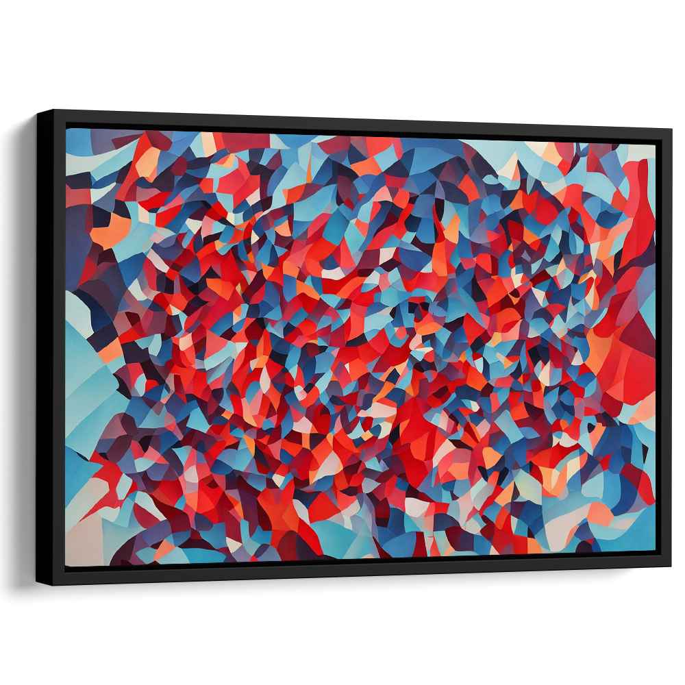 Adrift in Crimson Abyss: Abstract Expressionist Red and Blue Canvas Art ...