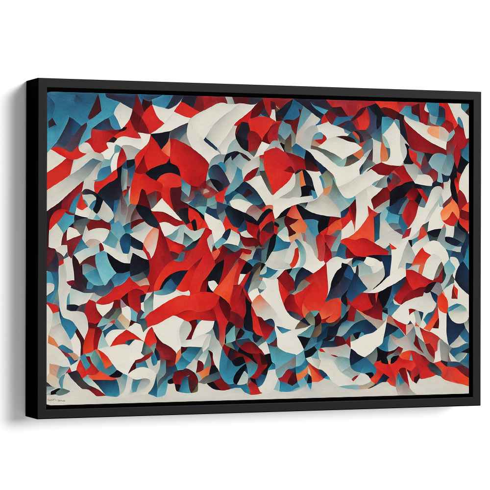Red Bauhaus Shapes Print - Canvas Art by Kanvah