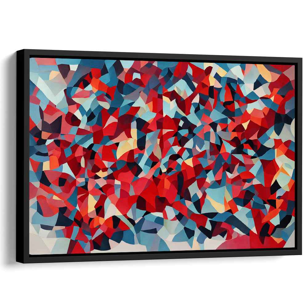 Red Bauhaus Squares Print - Canvas Art by Kanvah