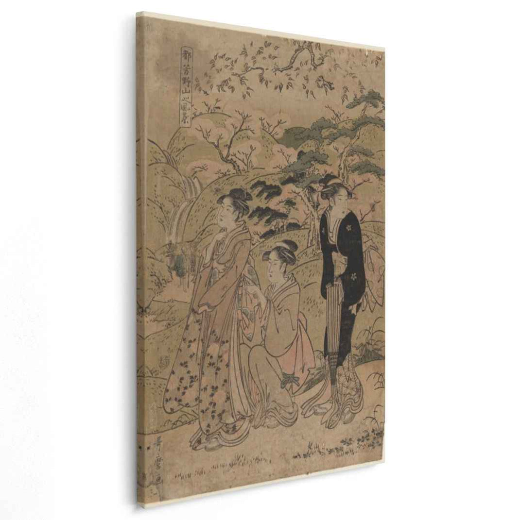 Three Courtesans Stroll Amidst Cherry Blossoms (1803) by Kitagawa ...