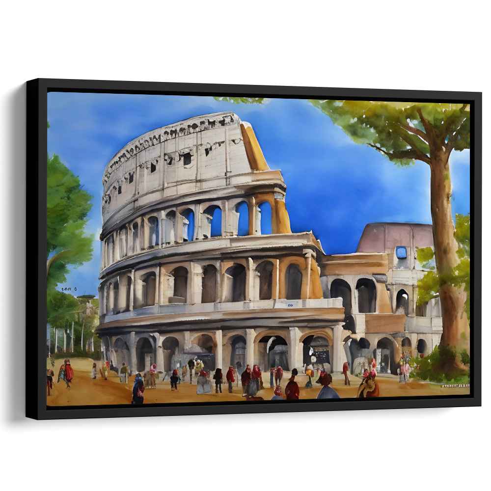 Watercolor Colosseum Print - Canvas Art Print by Kanvah