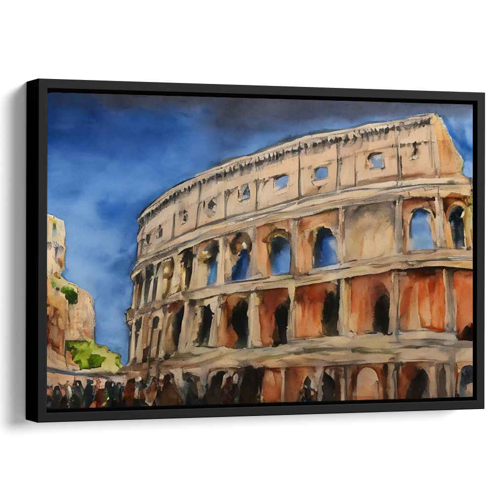 Spectra Structures: Watercolor Colosseum Canvas Art Print — Kanvah