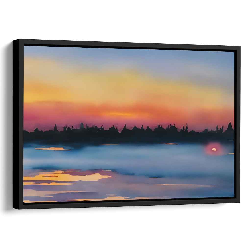 Watercolor Sunset Print - Canvas Art by Kanvah