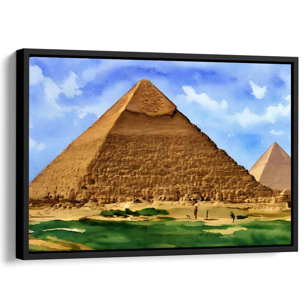 Watercolor Pyramids of Giza Print - Canvas Art Print by Kanvah