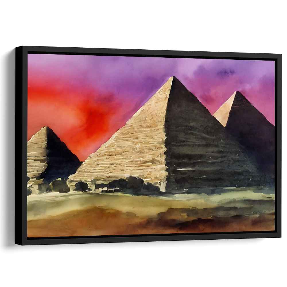 Sunset Shadows Whisper Secrets: Pyramids of Giza at Sunset Watercolor ...