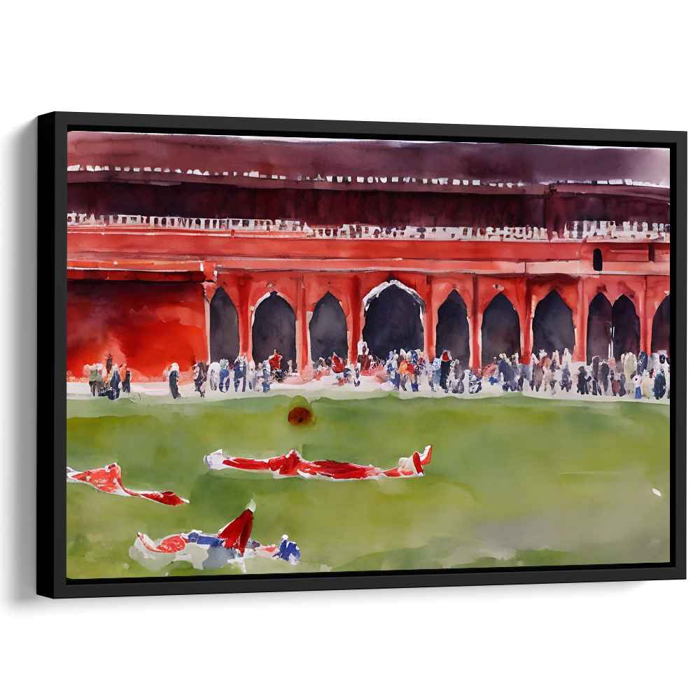 Watercolor Red Fort Print - Canvas Art Print by Kanvah
