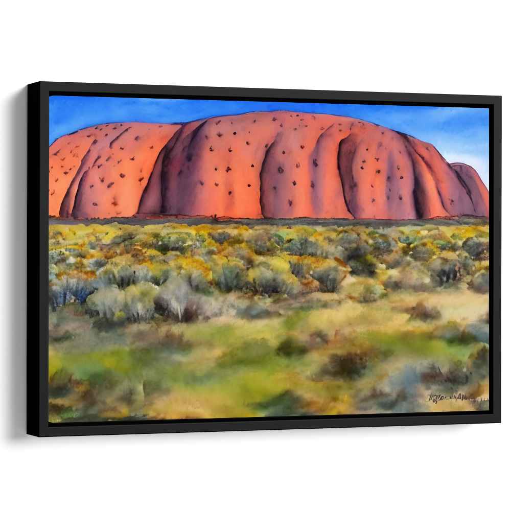 Outback Illusion: Watercolor Landscape of Australia's Iconic Monolith ...