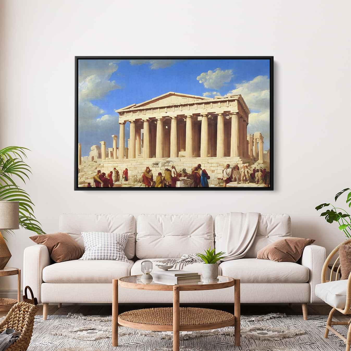 Ethereal Columns of Time: Classical Greek Temple Realism Canvas Art ...