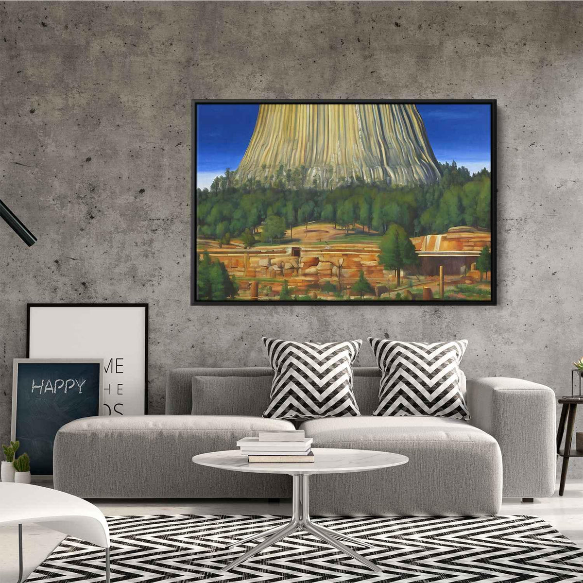Realism Devils Tower Print - Canvas Art Print by Kanvah