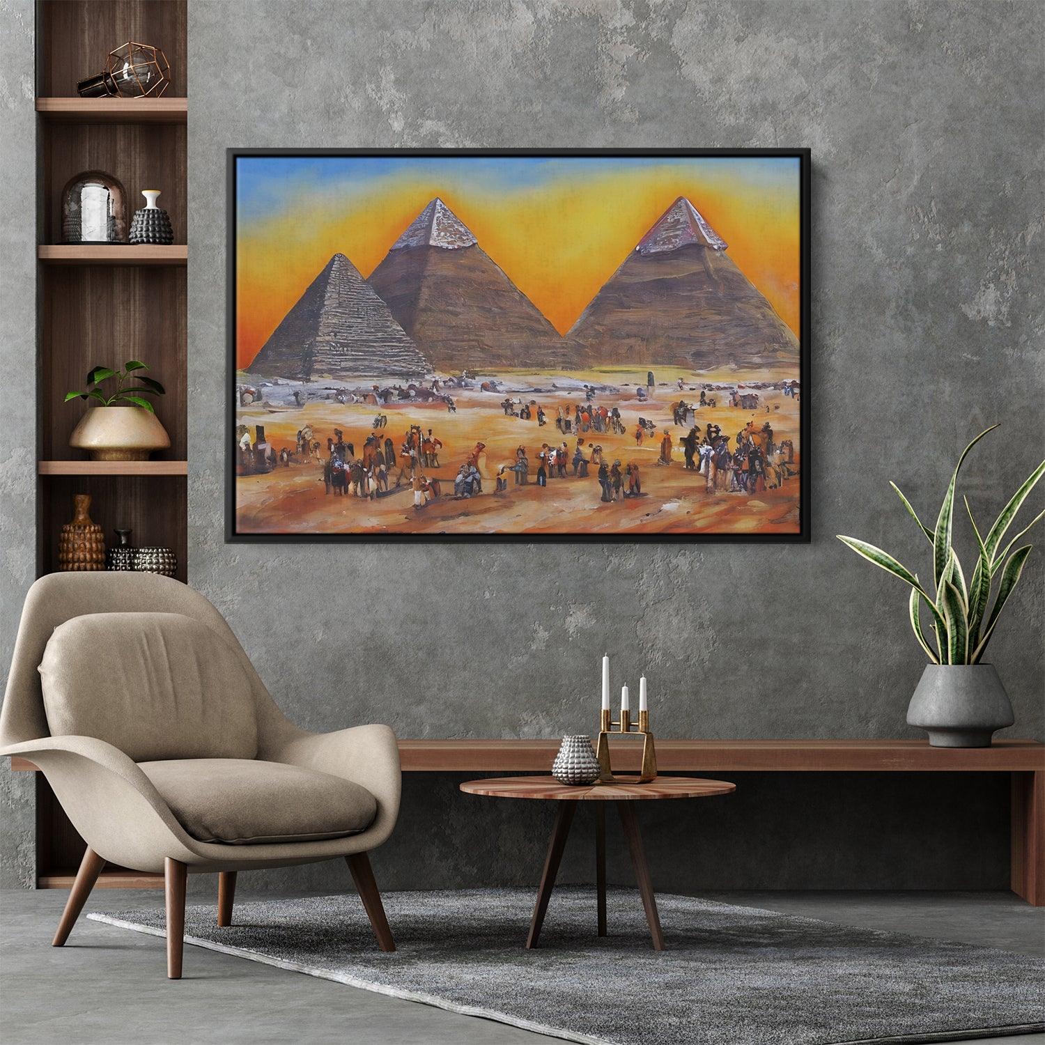 Eternal Flames Rising High: The Pyramids of Giza Under a Fiery Sky — Kanvah