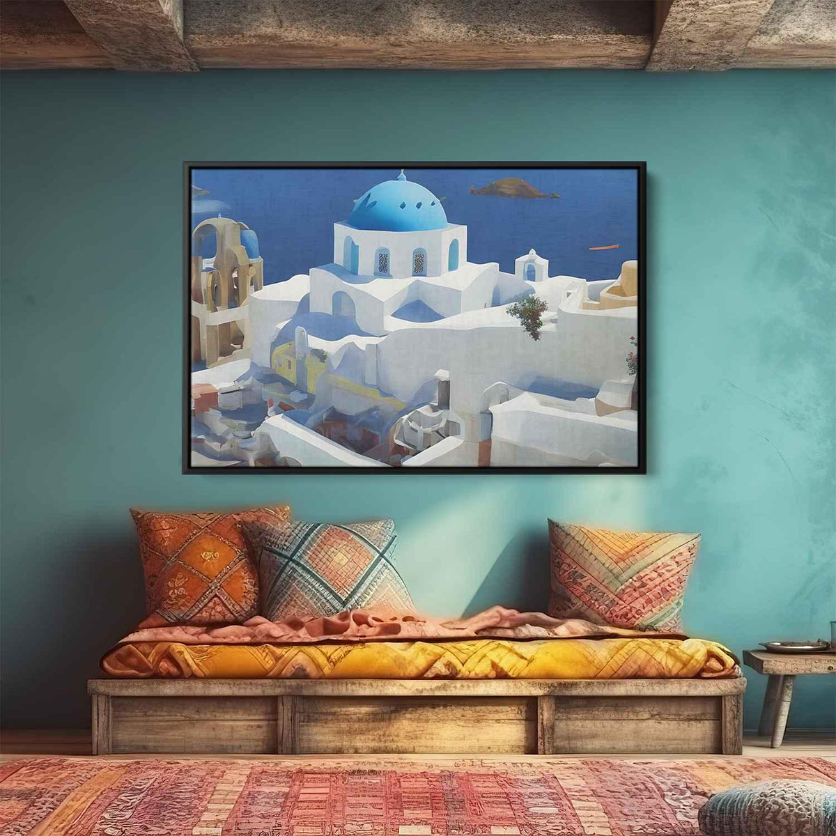 Realism Santorini Print - Canvas Art Print by Kanvah