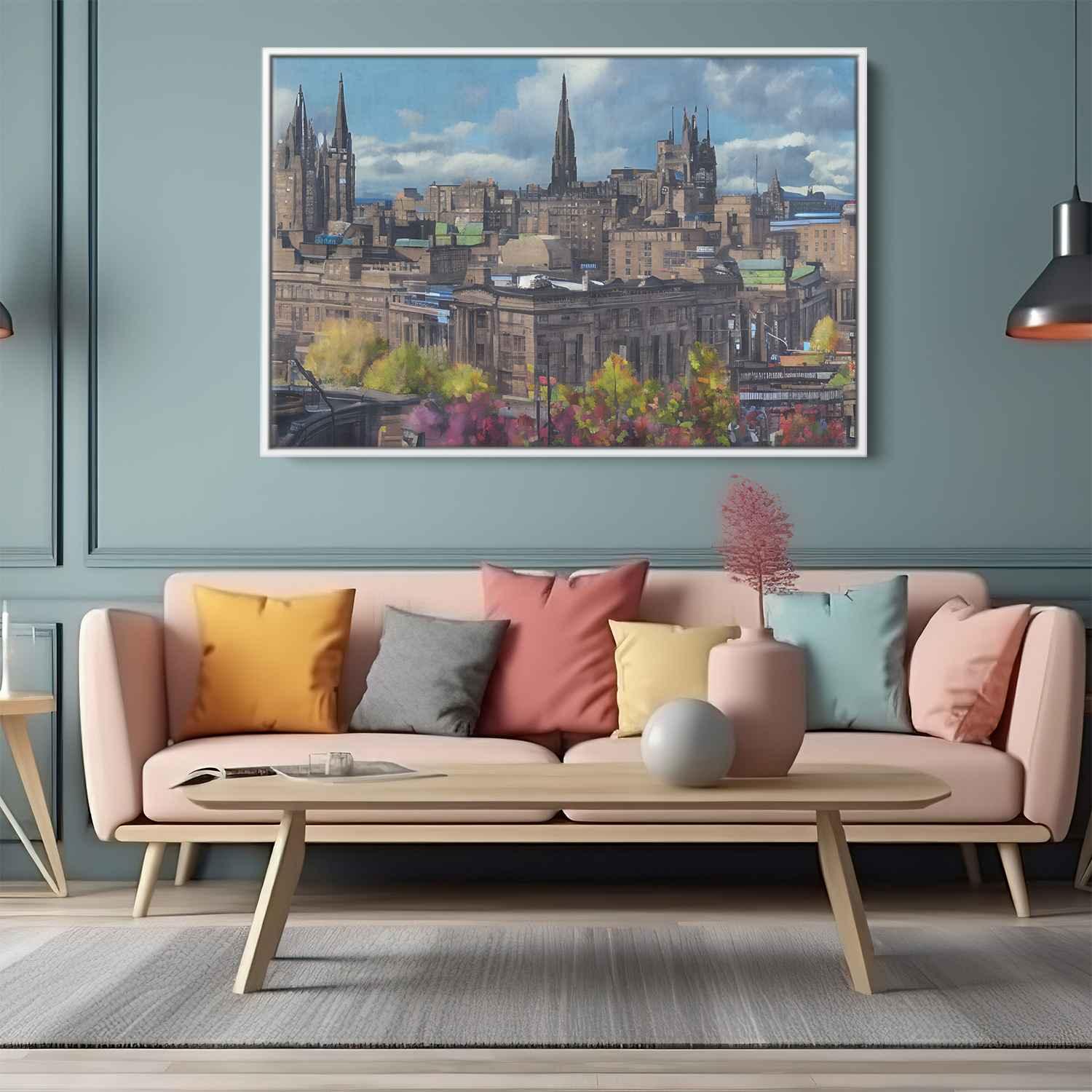 Misty Castle Horizons: Edinburgh Skyline in Realistic Impressions — Kanvah