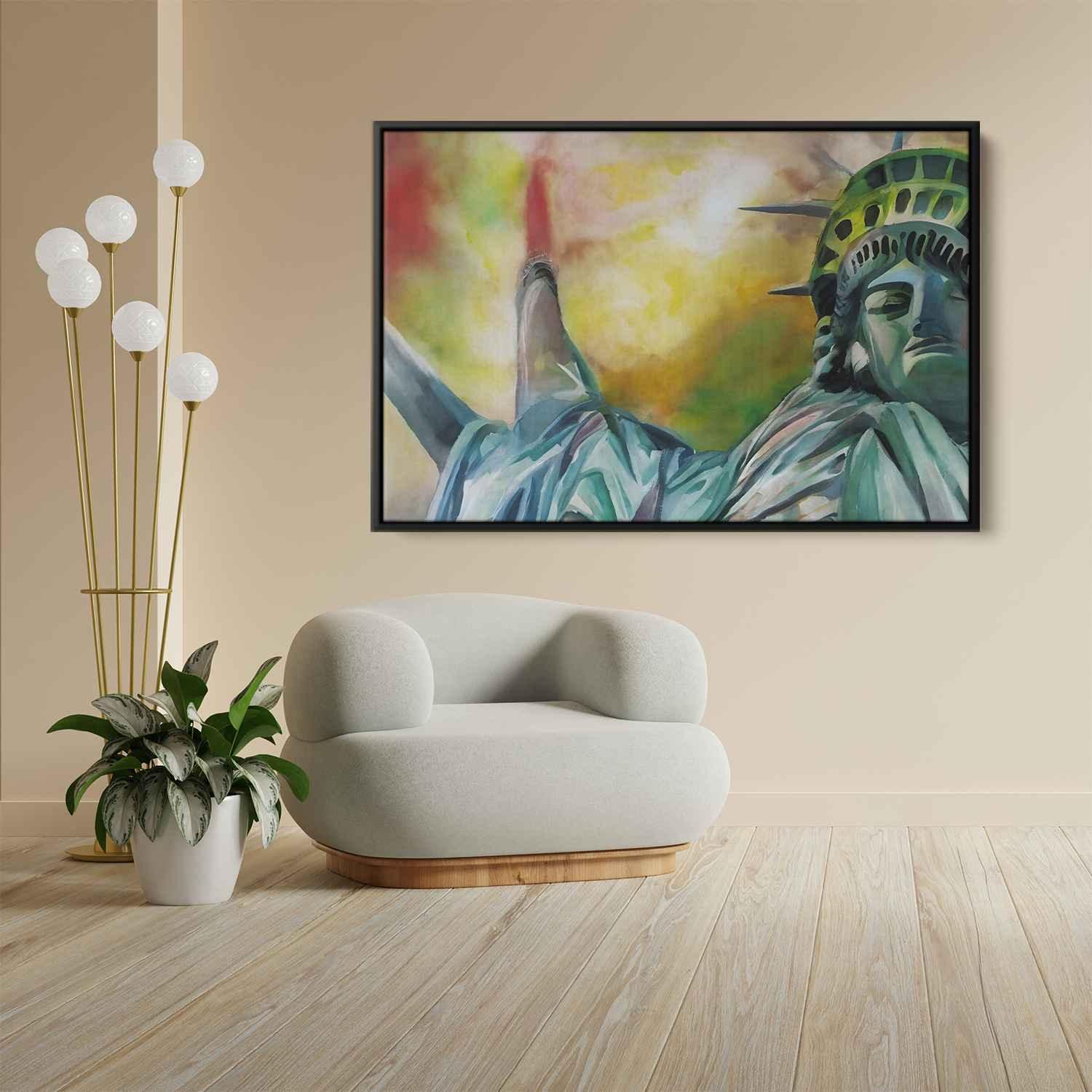 Ethereal Freedom: Abstract Expressionist Statue of Liberty Canvas Art ...