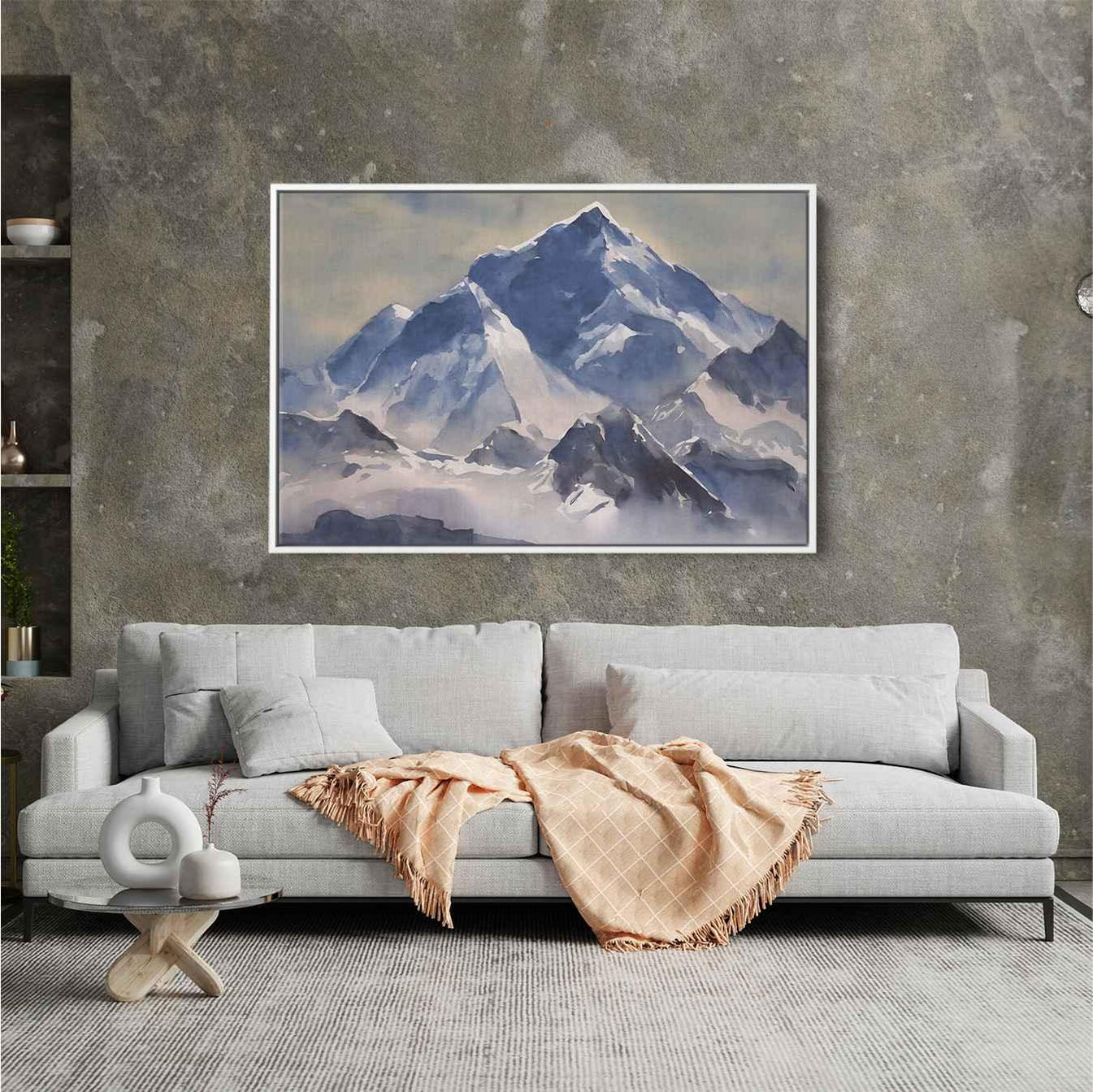 Watercolor Mount Everest Print - Canvas Art Print by Kanvah
