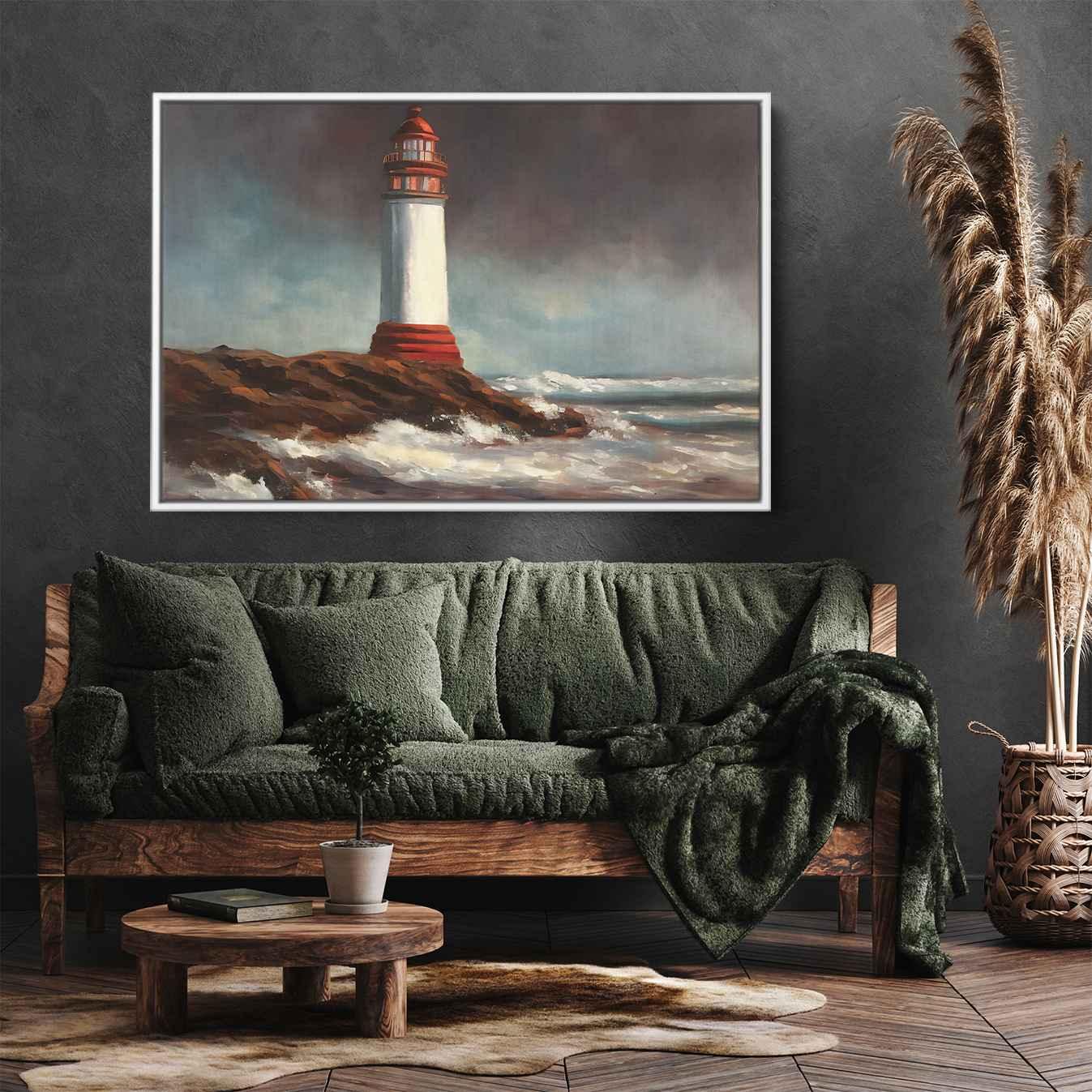 Abstract Lighthouse Print - Canvas Art Print by Kanvah