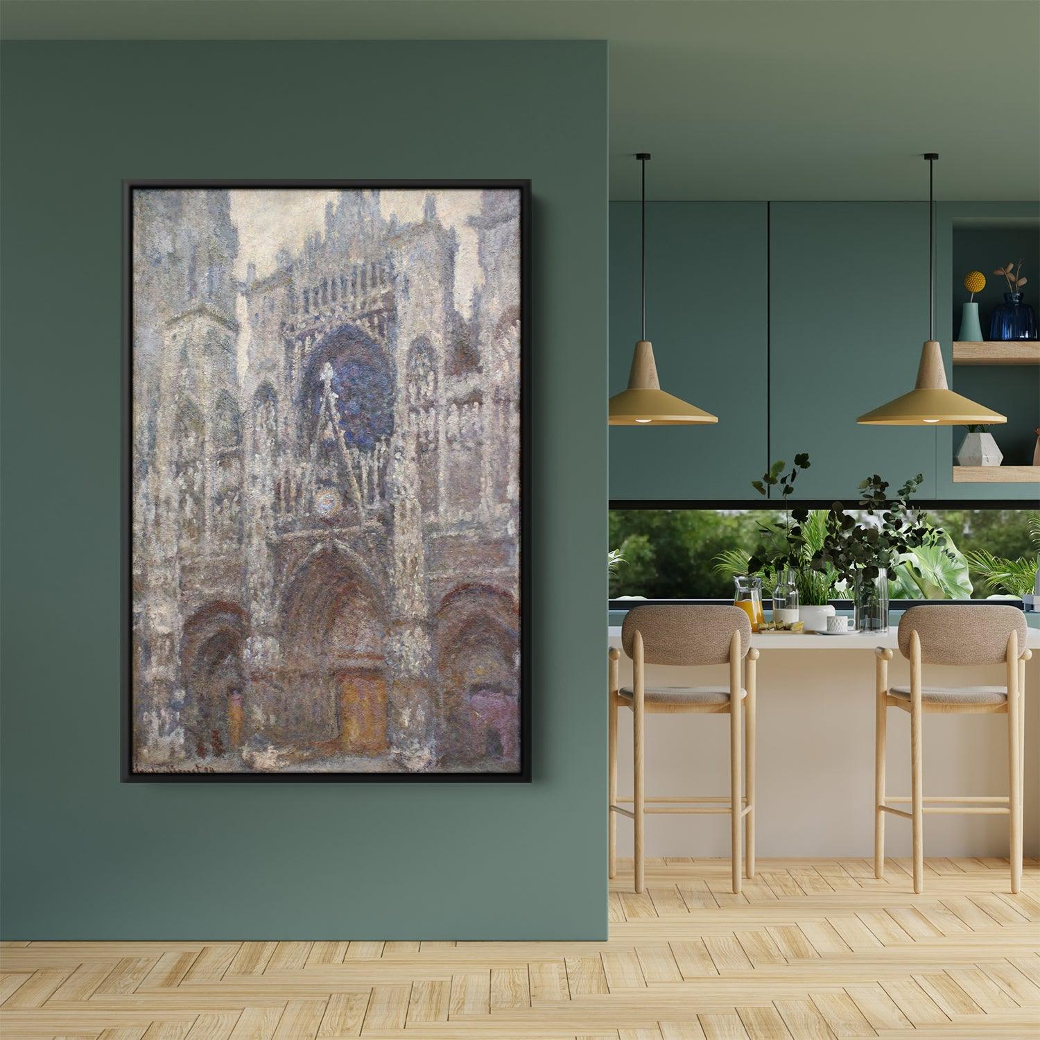 Rouen Cathedral, Grey Weather by Claude Monet - Canvas Artwork — Kanvah