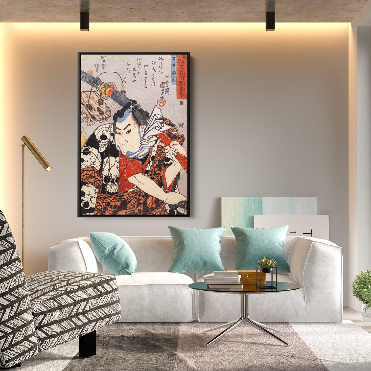 Nozarashi Gosuke carrying a long sword by Utagawa Kuniyoshi - Canvas ...